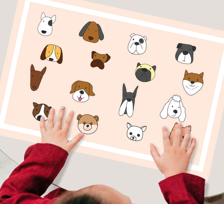 Kreslený psí plemena moderní vinylové prostírání - TenStickers