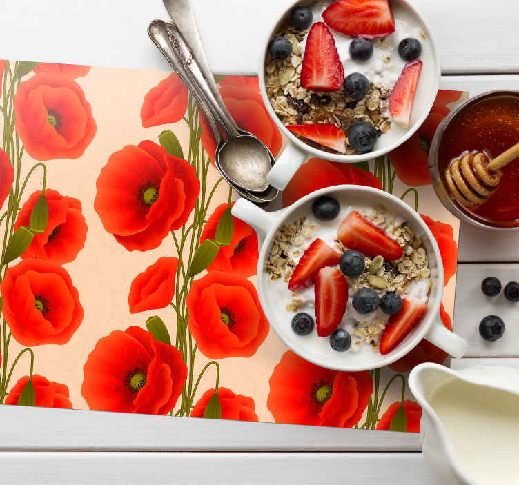 Poppy Flower Pattern Placemat