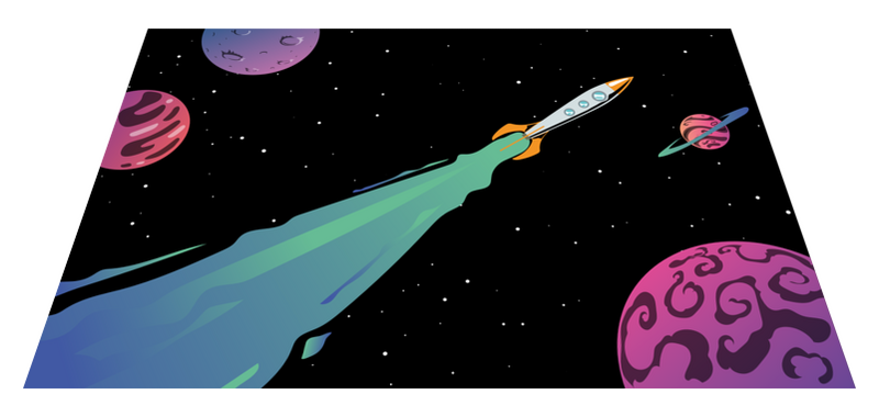 Tegneserieplass med rakett originale spisebrikke - Tenstickers