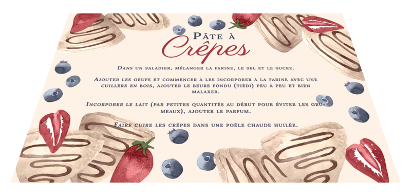 Set de table rectangle recette crêpes - TenStickers