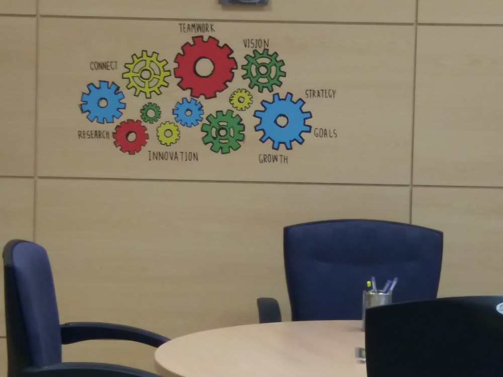 Cogs machine office wall sticker - TenStickers