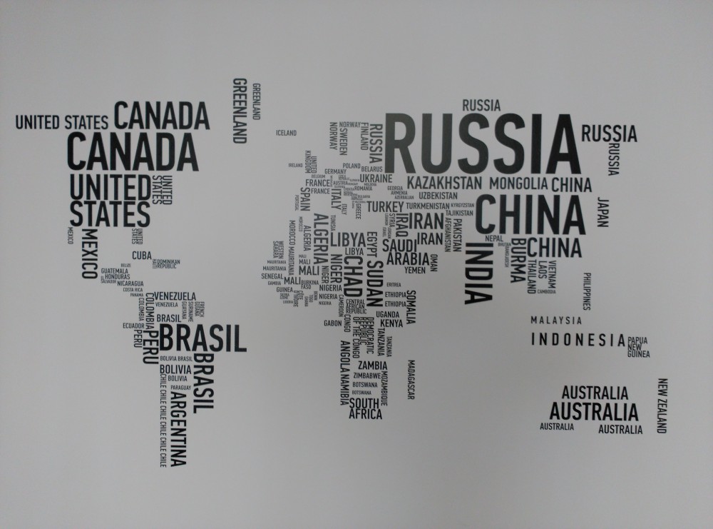 Text world map wall sticker - TenStickers