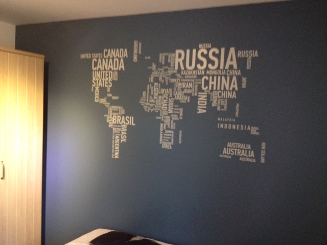 Text world map wall sticker - TenStickers
