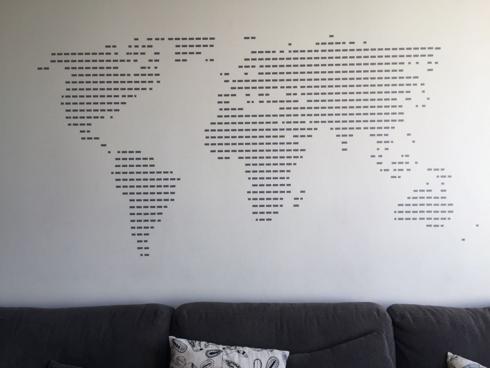 Autocolantes para sala de jantar Mapa mundo linha descontínua - TenStickers