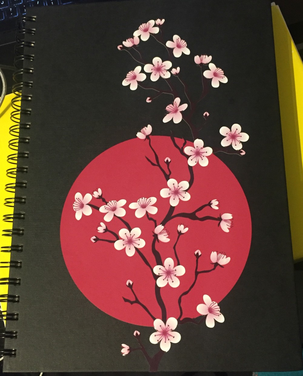 Bloemen muursticker woonkamer met japanse boom - TenStickers