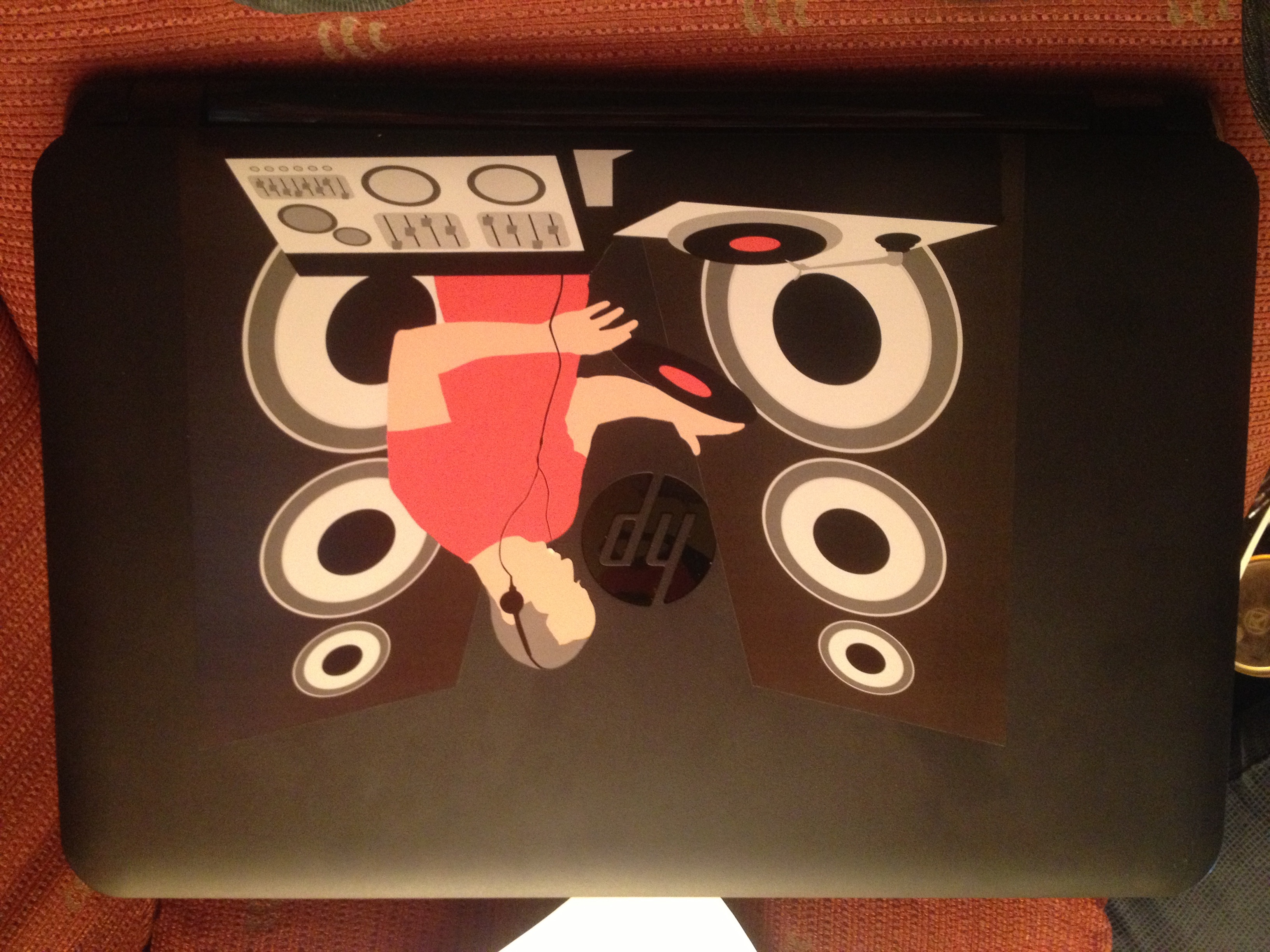 Disk jockey with turntable musical dj sticker - TenStickers