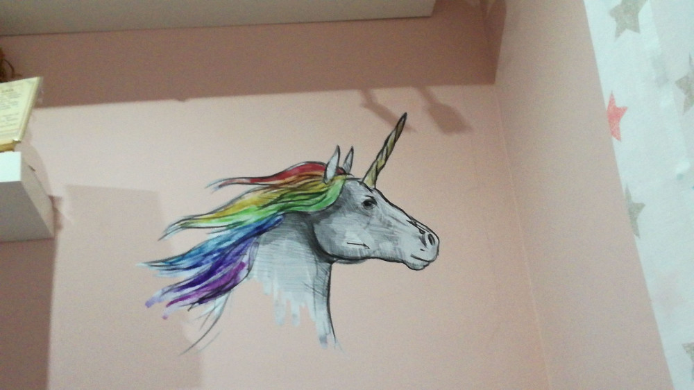 Unicorn çizim duvar sticker çizim - TenStickers