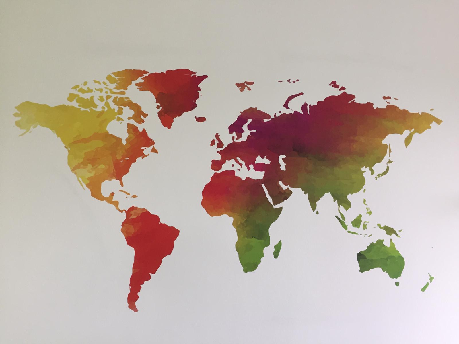 Multi-Coloured World Map Sticker - TenStickers