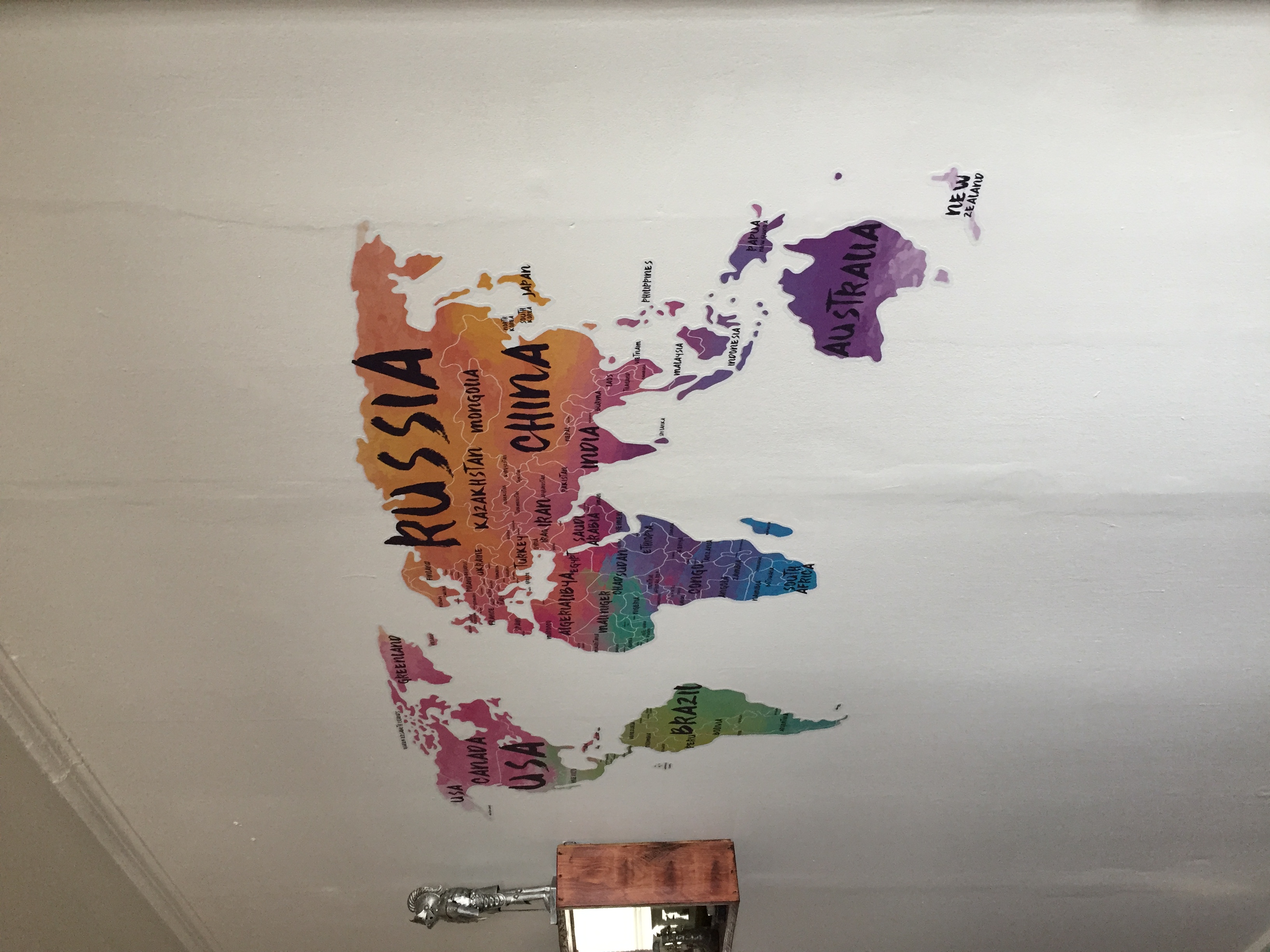 World map lettering office world map wall decal - TenStickers