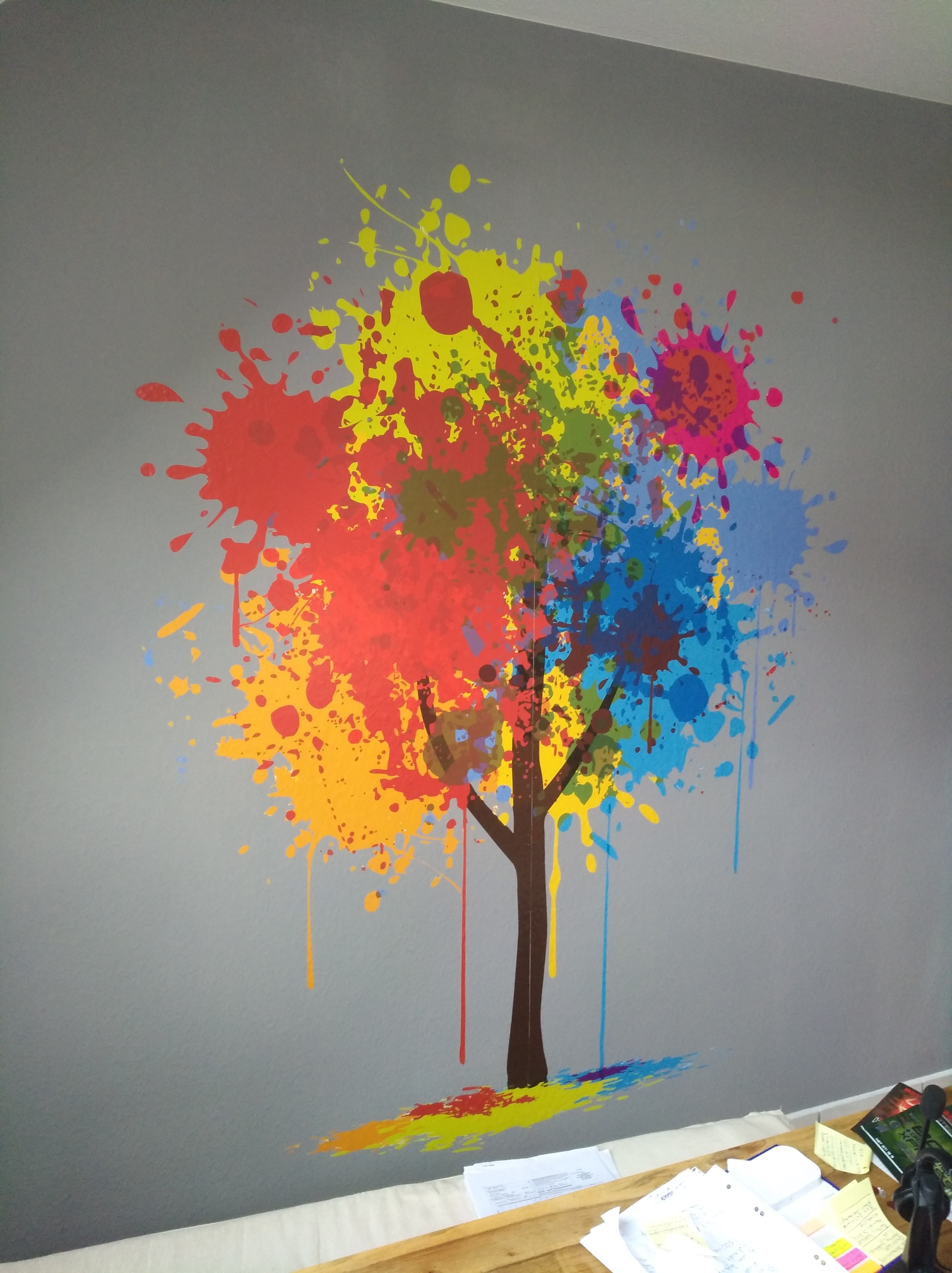 Paint splash tree art living room wall sticker - TenStickers