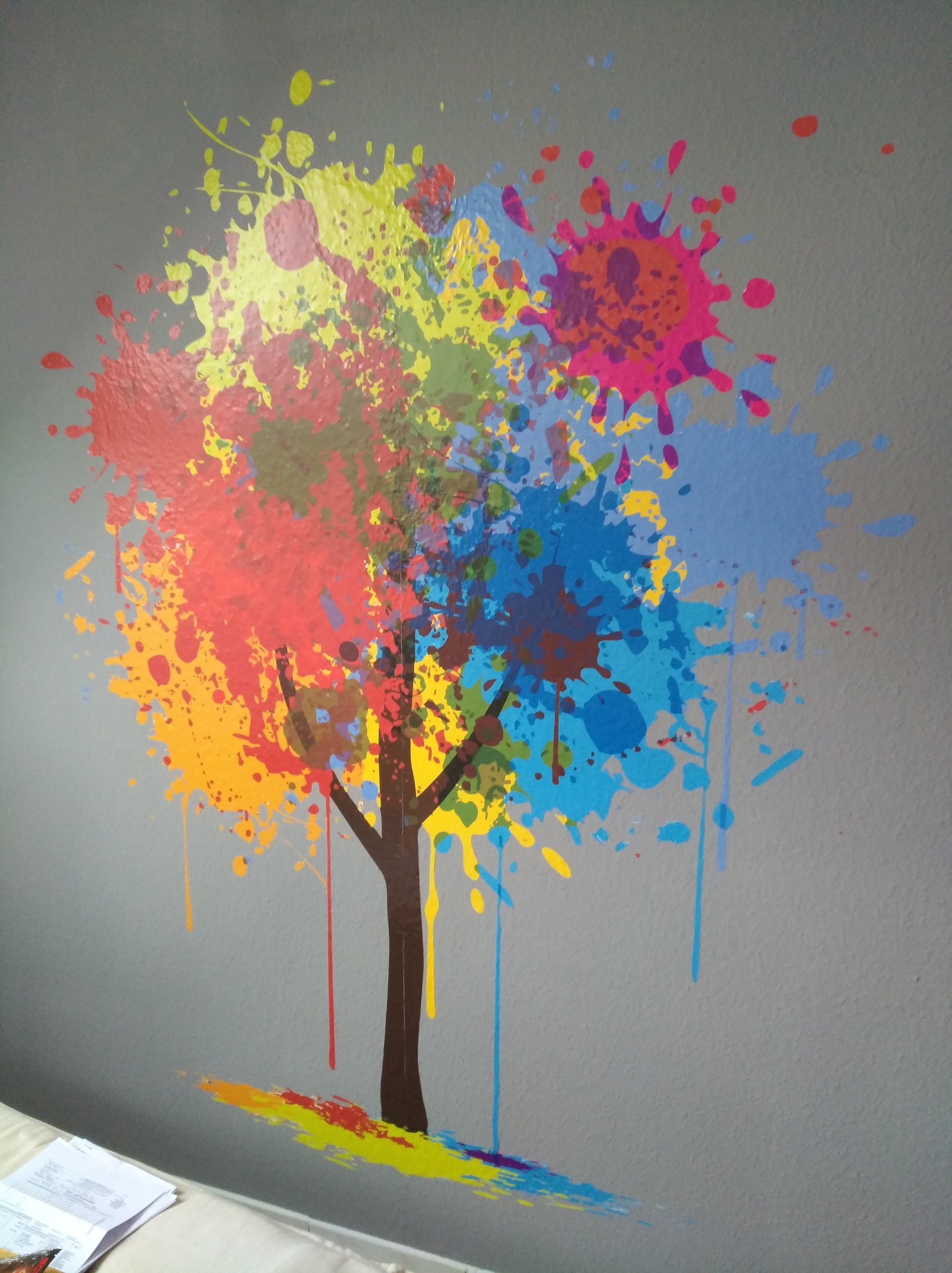 Paint splash tree art living room wall sticker - TenStickers
