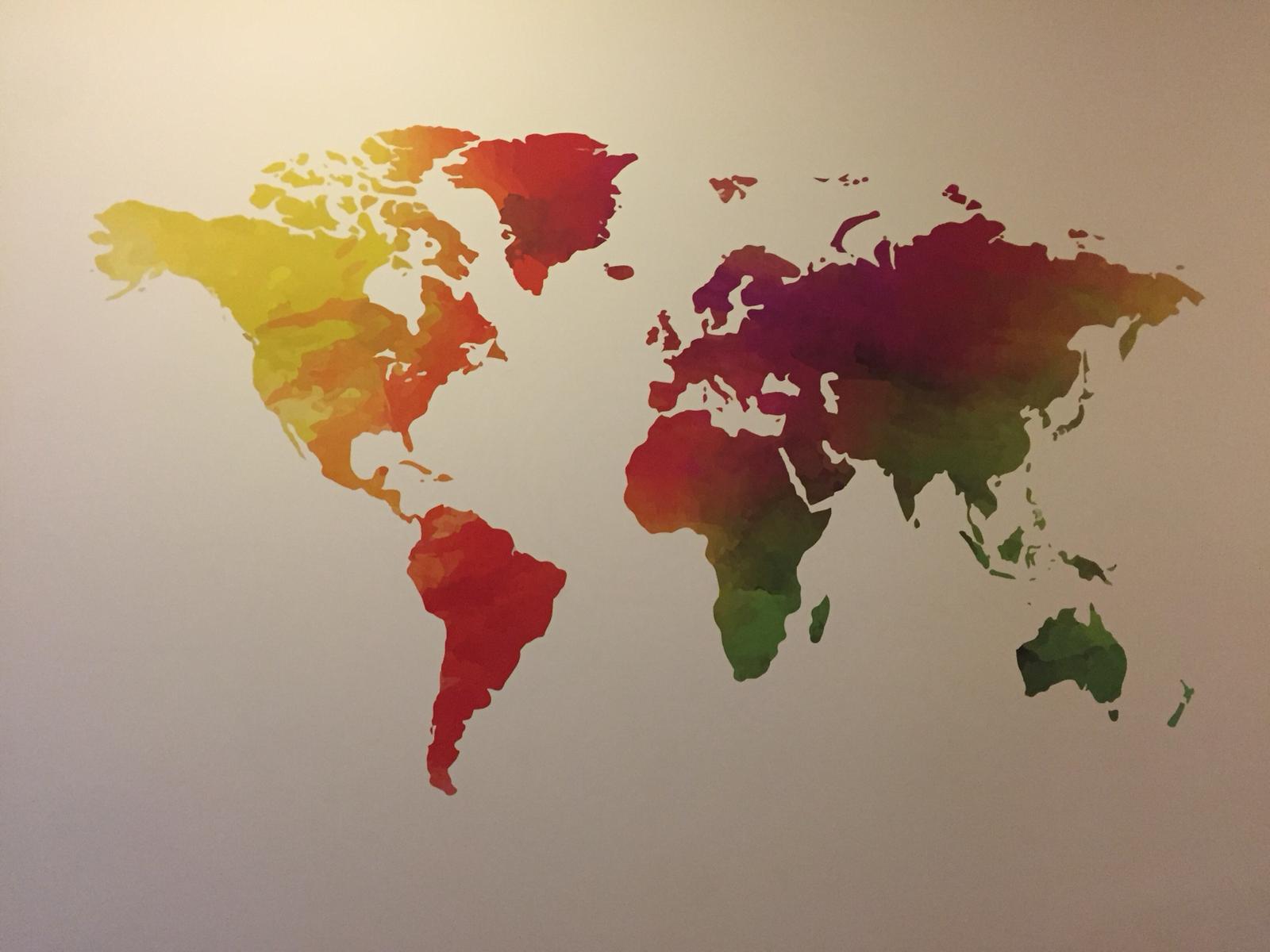 Multi-Coloured World Map Sticker - TenStickers