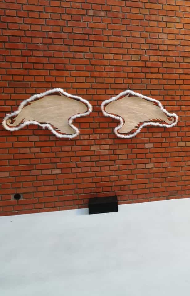 Blauw omlijning engel vleugels sticker - TenStickers