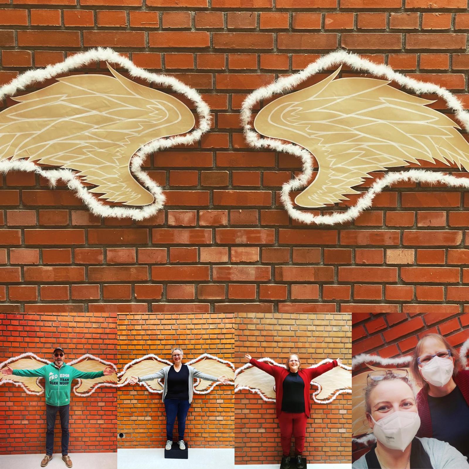 Blauw omlijning engel vleugels sticker - TenStickers