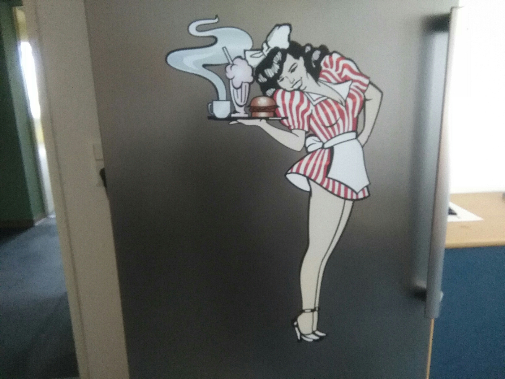 Waitress girl retro fridge sticker - TenStickers