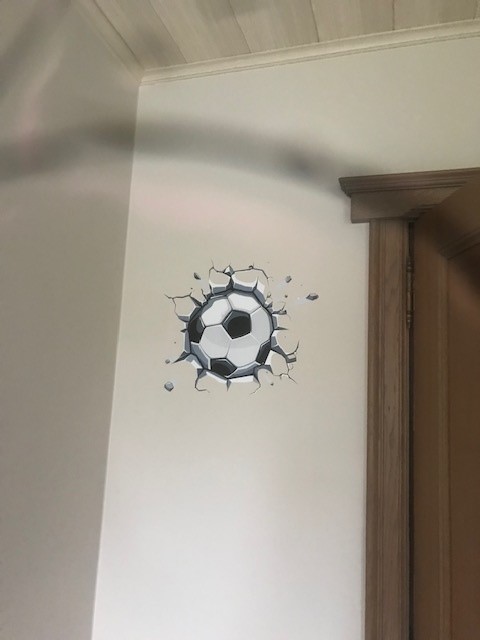 Damaged wall featuring three excavators 3D wall sticker