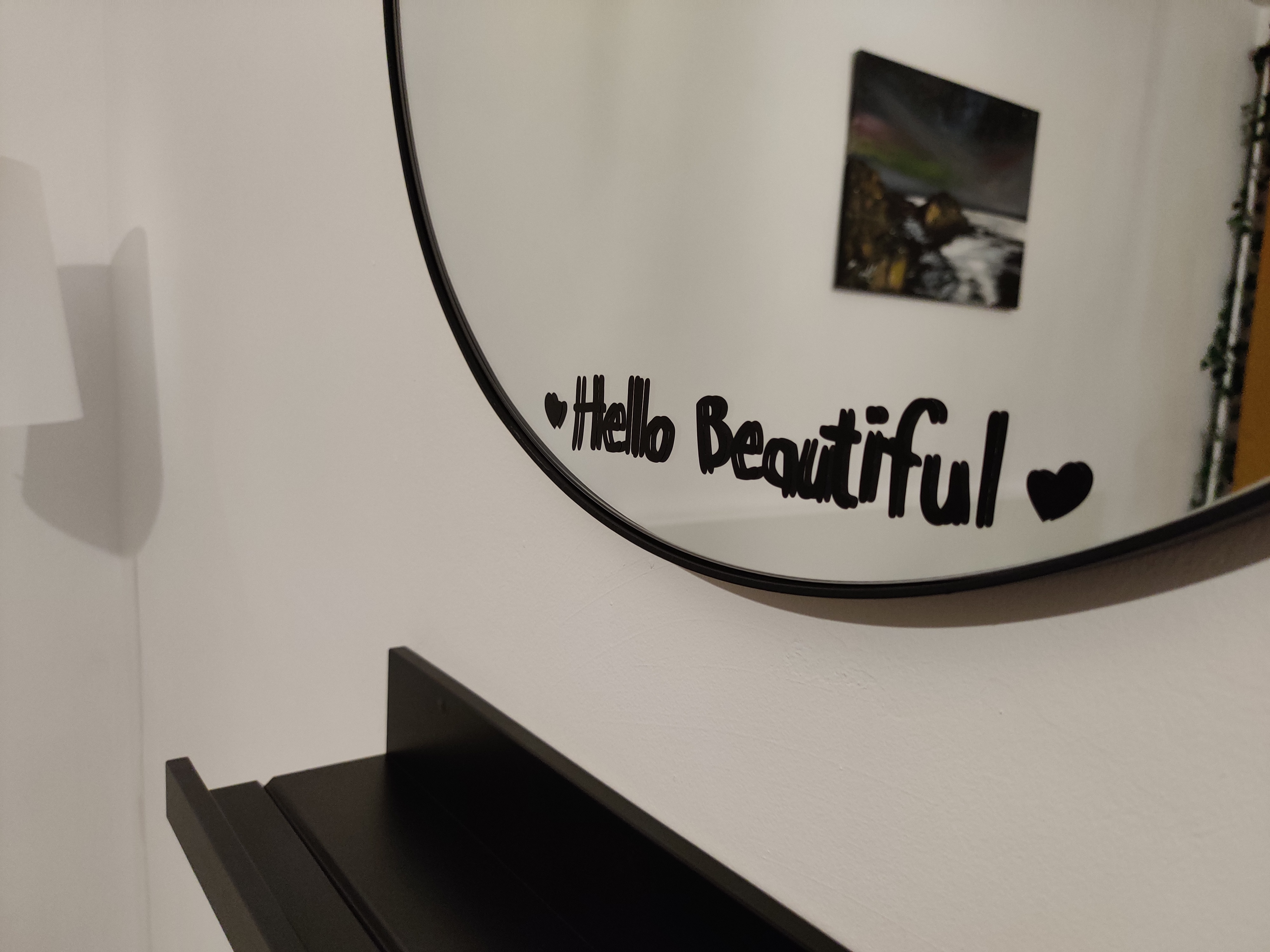 Hello beautiful mirror text sticker - TenStickers