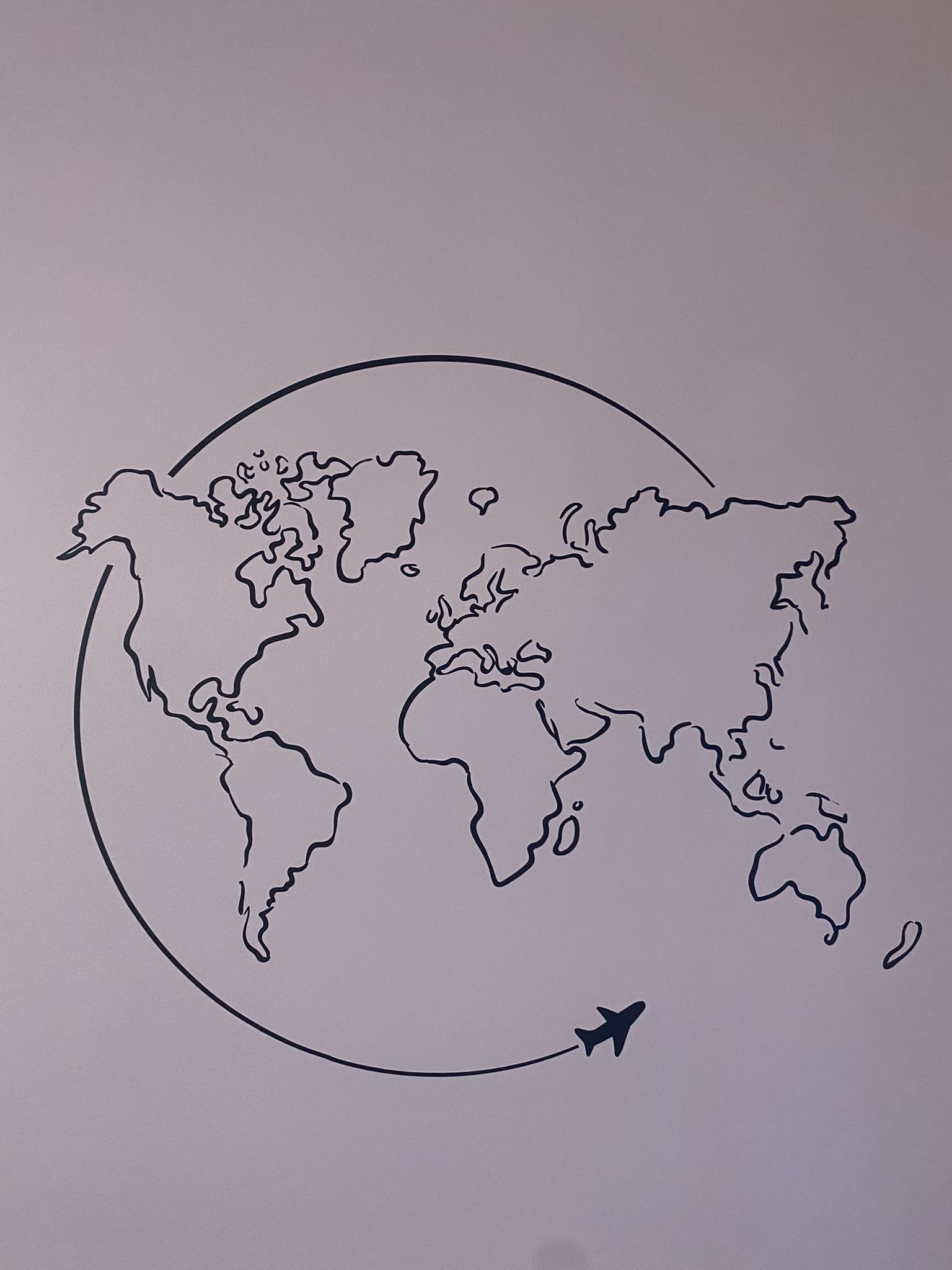 Circle airplane world map wall sticker - TenStickers