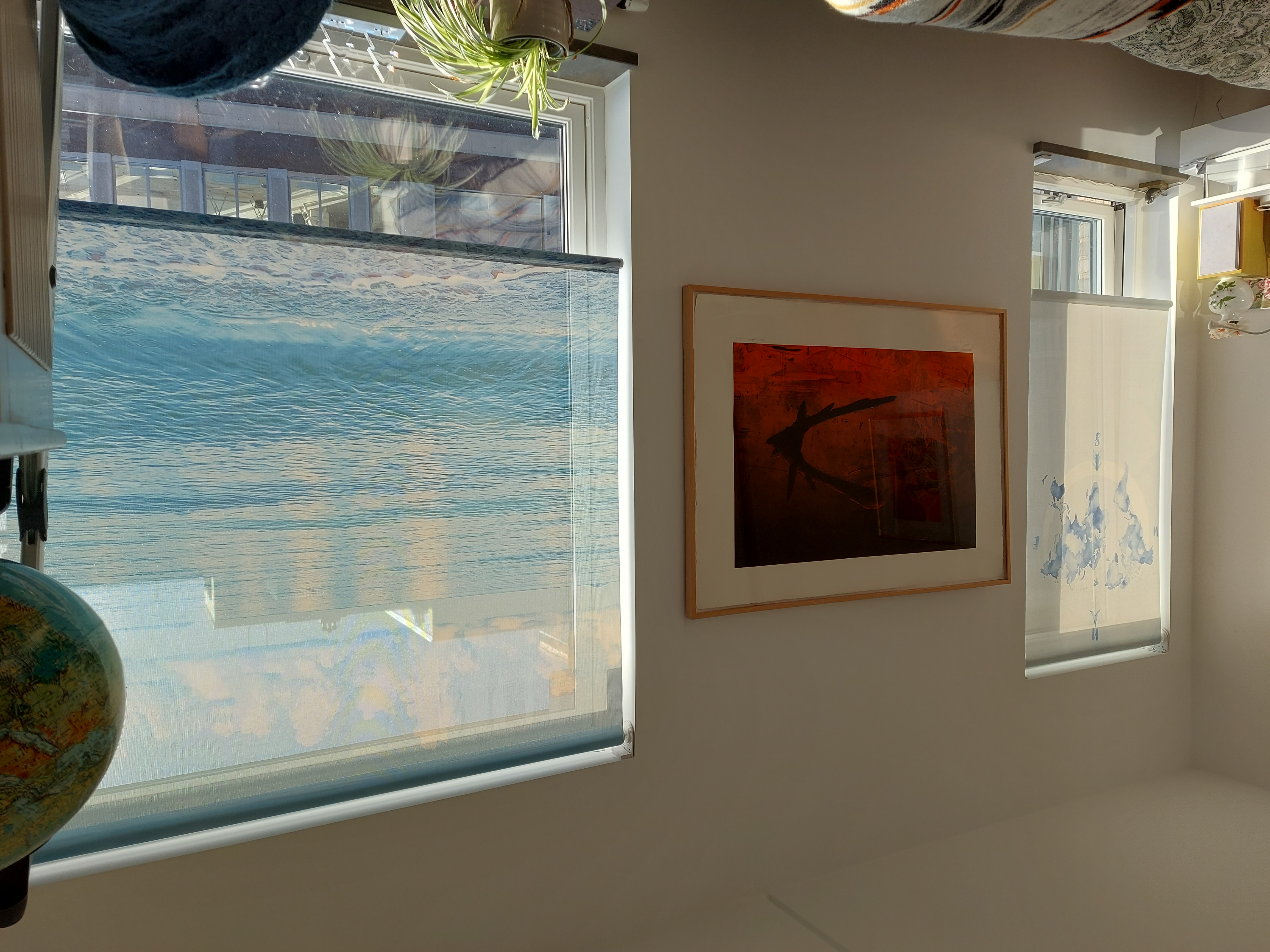 watercolor blue planisphere World map blind