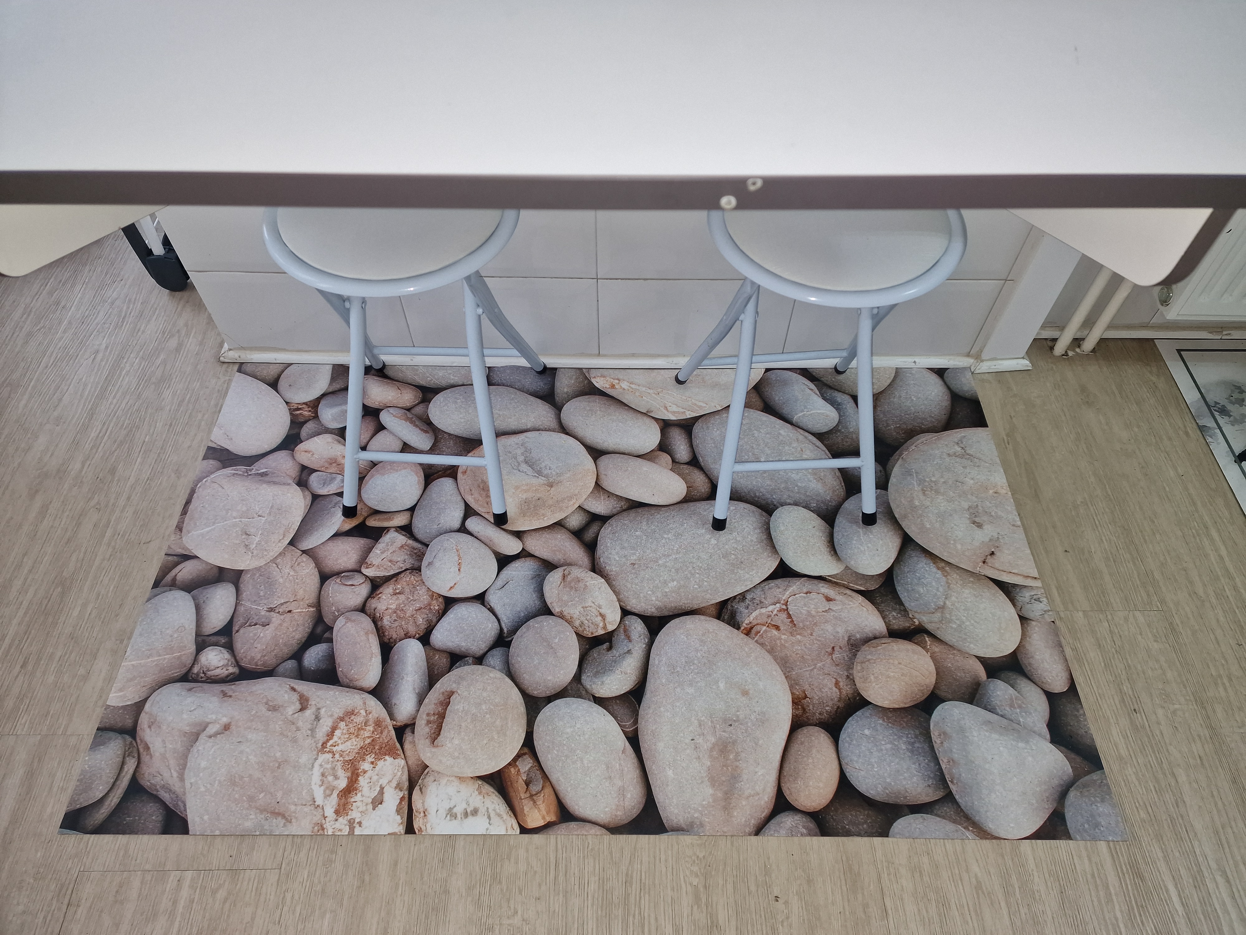 Valkoinen pieni kivi vinyyli matto keittiö vinyylimatto - Tenstickers