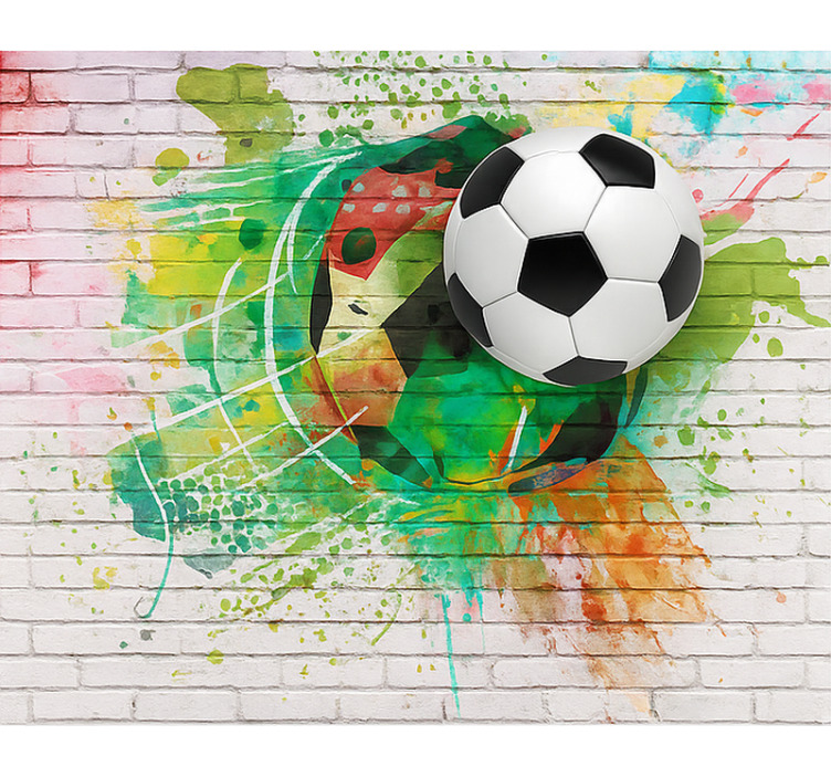 Mural de parede juvenis bola de futebol multicolorida