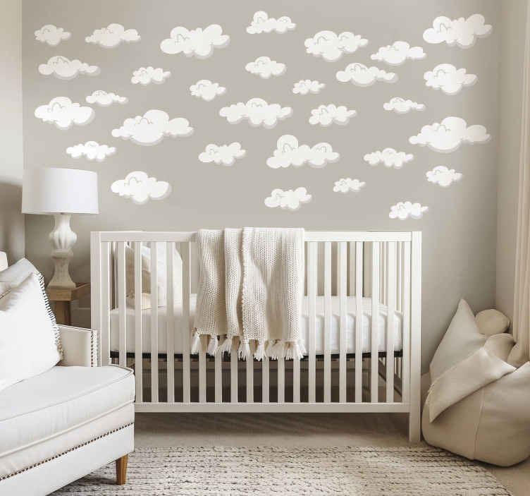 Clouds pattern nursery wall mural