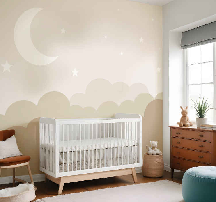 Wolken met sterren foto behang babykamer