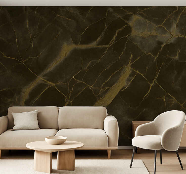 Golden marble veins living room wall mural