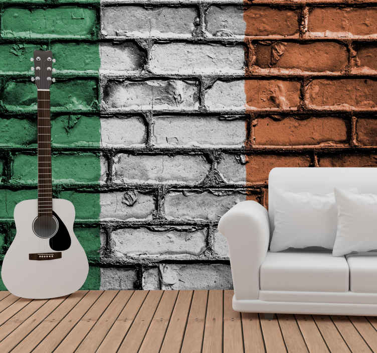 ireland flag brick cityscape murals - TenStickers