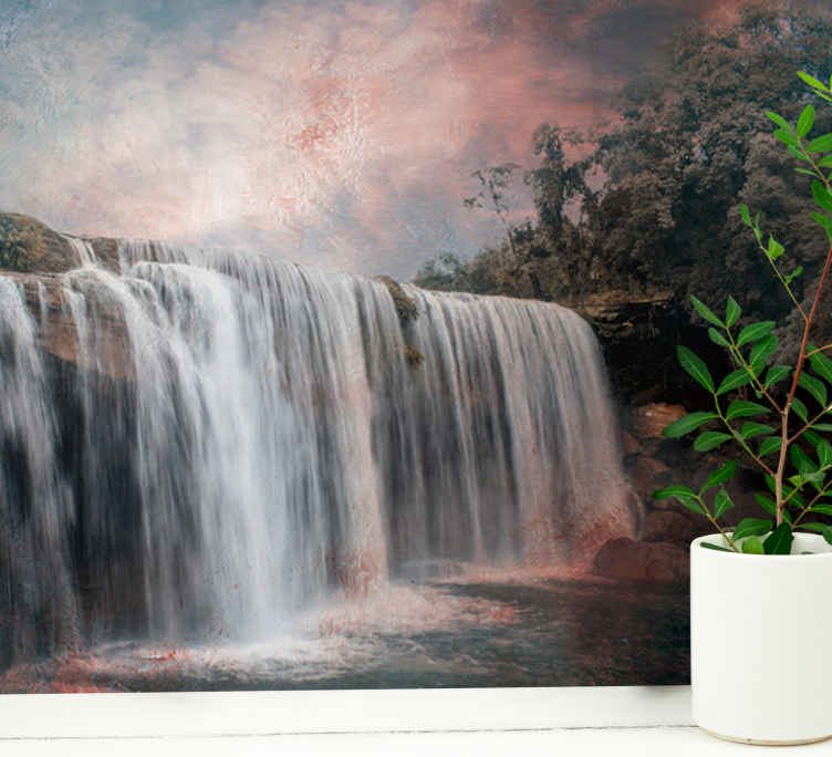 Majestic water jump waterfall wall mural
