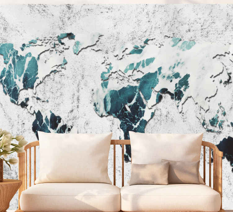 Marble world map world map wall mural - TenStickers