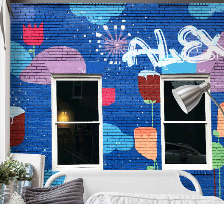 Colorful Floral Elements urban wall mural
