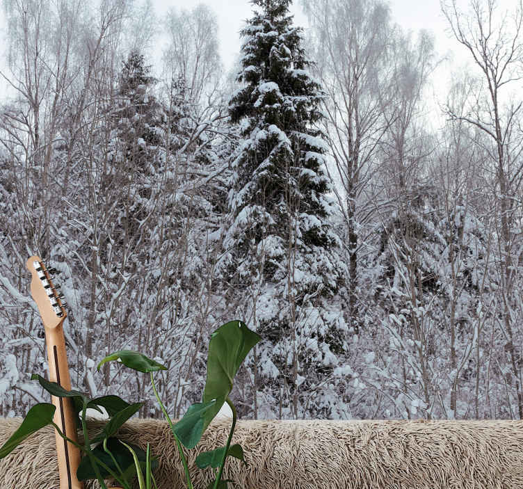 Winter woodland scene forest wall mural