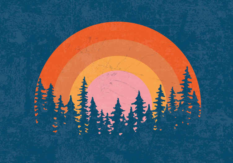 Fototapete Vintage retro wald regenbogen