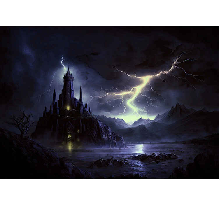 Dark Castle and Storm fantasy wall - TenStickers
