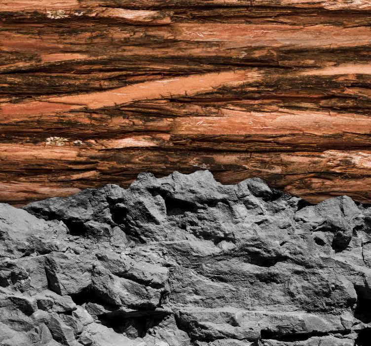 Tapisserie murale salon effet bois et pierre - TenStickers