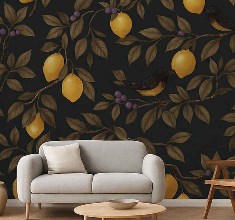 Lemon trees design living room wall mural