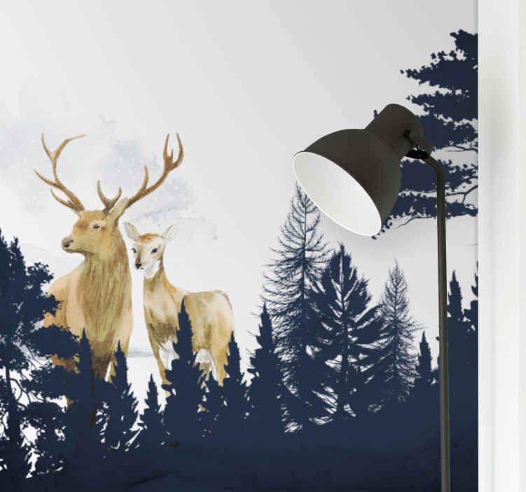 Skandinavisk stil skogsvänner skog fototapeta tapeter - Tenstickers
