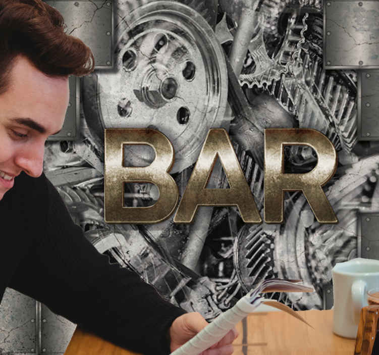 Industrielt bar skilt køkken fototapet - TenStickers