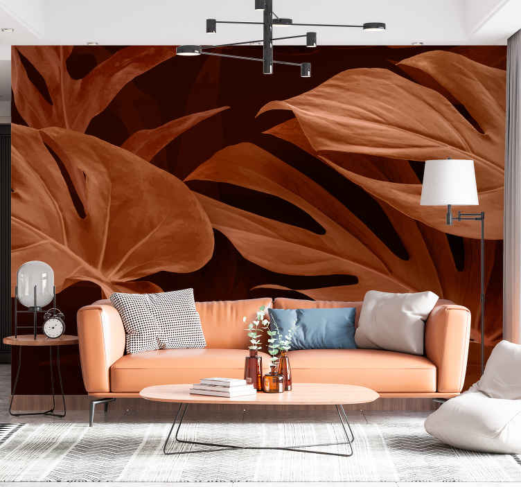 Big dense leaves terracotta wall mural