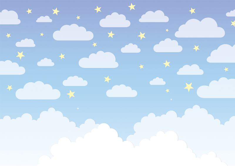 Wolken en sterren babykamer fotobehang