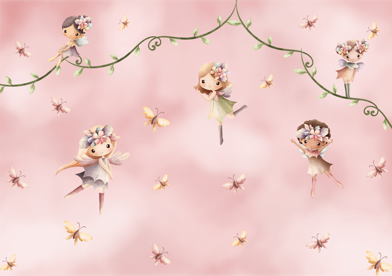 Dreamy fairies wall mural nursery