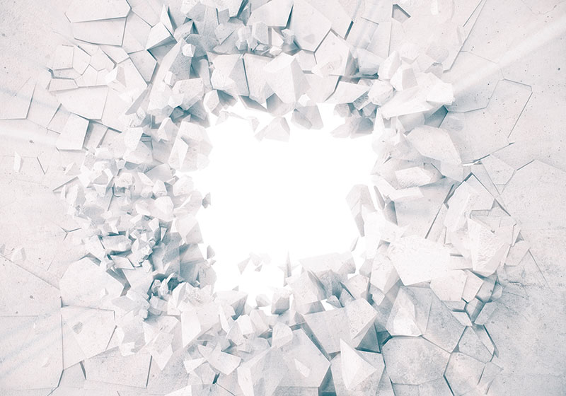 Smashed wall hole trompe l'oeil 3d wallpaper - TenStickers