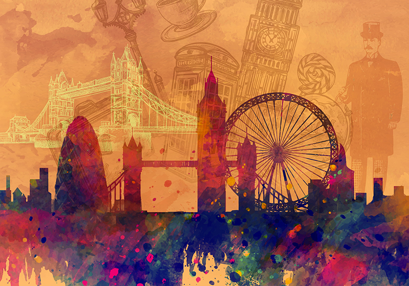 abstract skyline London modern wall mural wallpaper - TenStickers