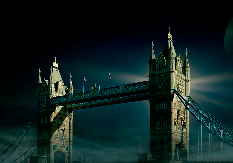 London bridge by night fototapet - TenStickers