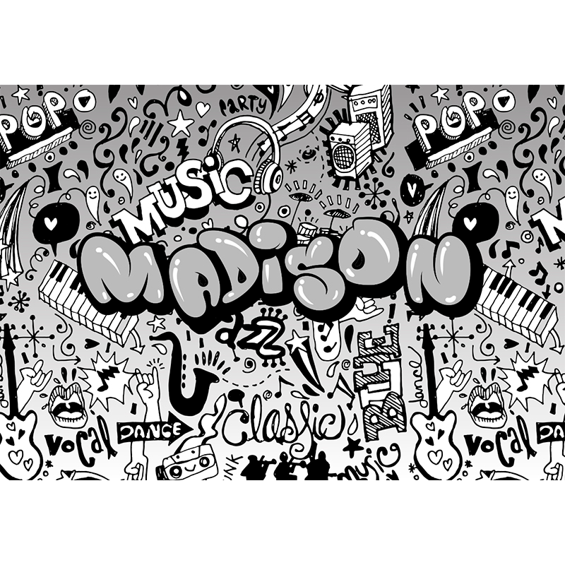 Mural personalizable Nombre con tema de música genial - TenVinilo