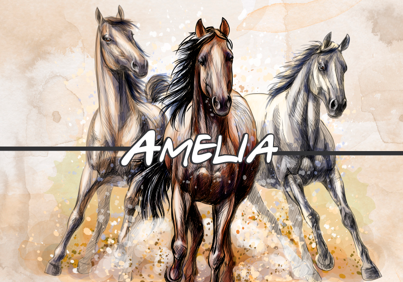 Mural animal Tres caballos ilustrados - TenVinilo