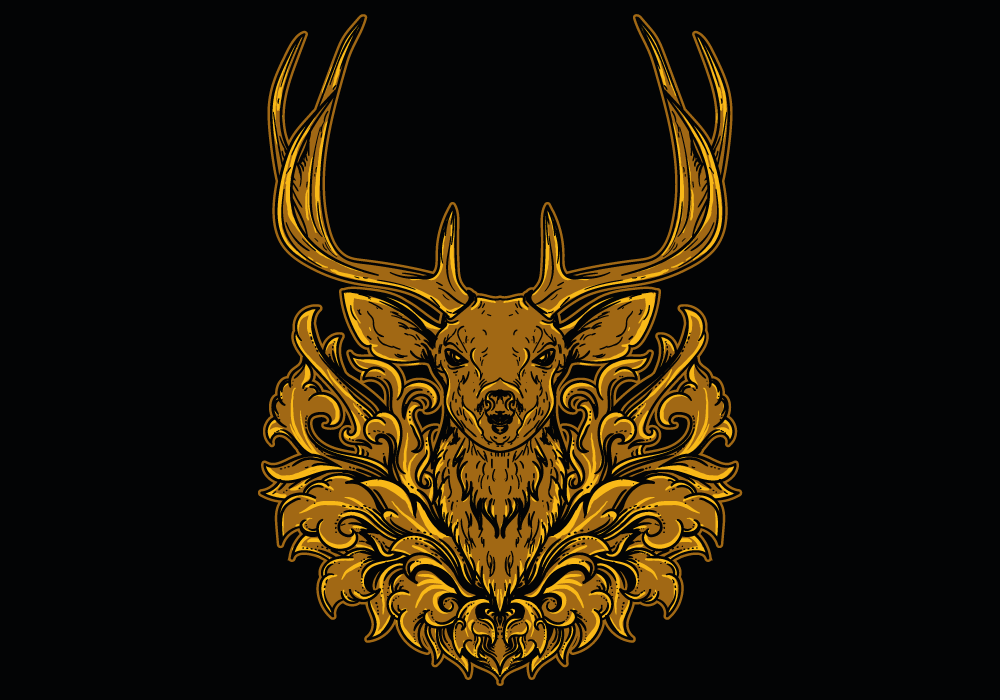 Golden Stag mural wallpaper - TenStickers