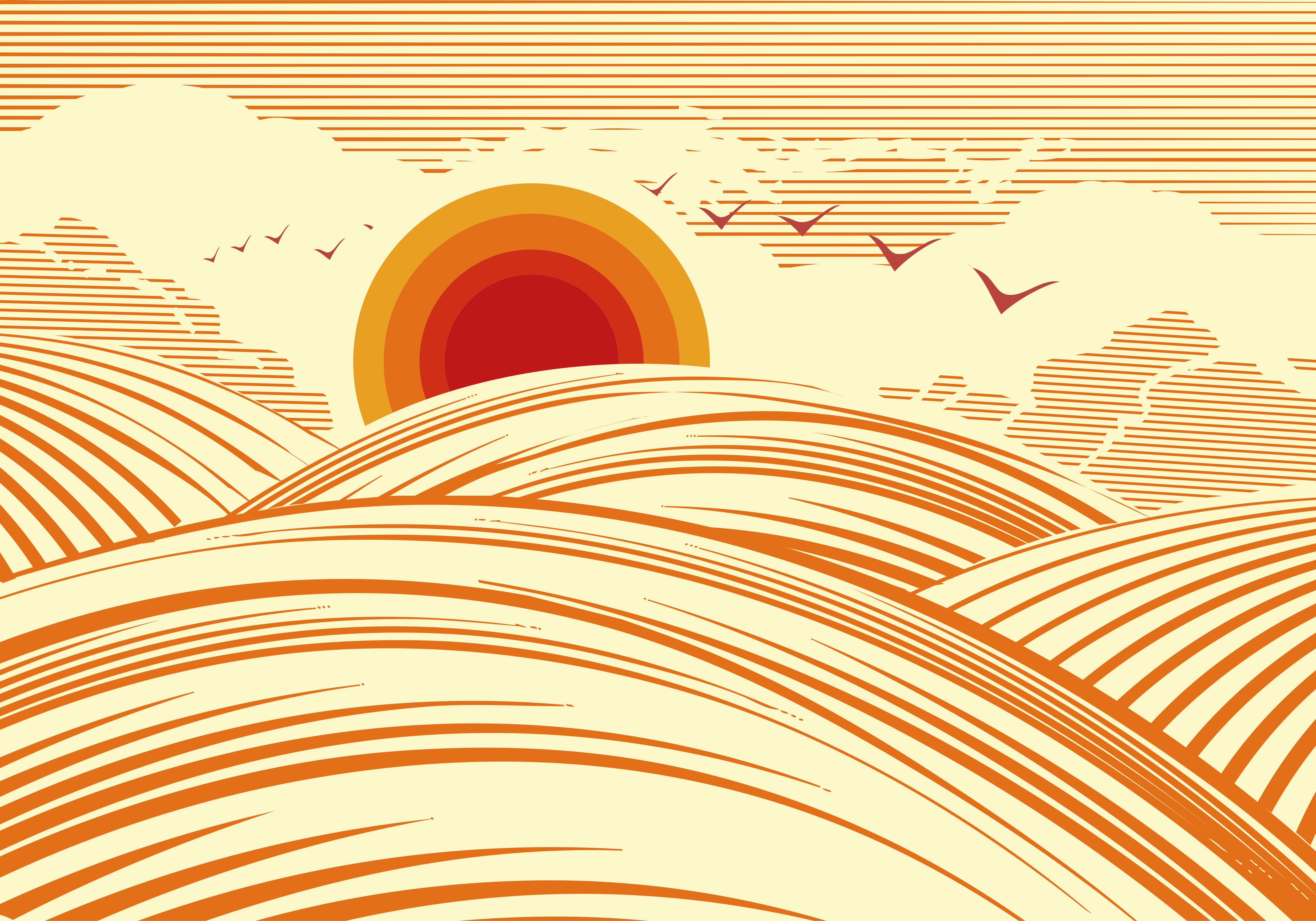 70's landscape vintage mural - TenStickers