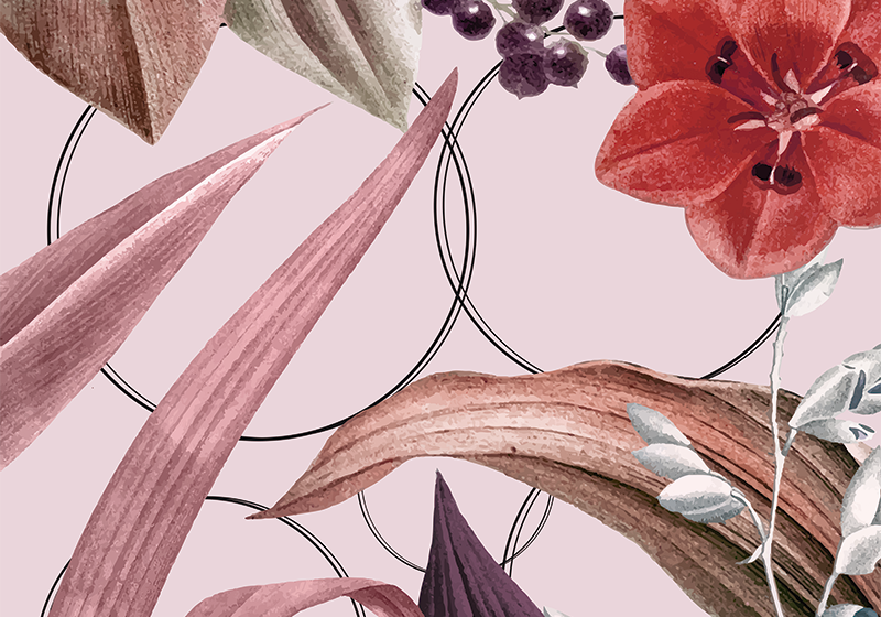 Vita blommor med svarta cirklar 3d tapeter - Tenstickers